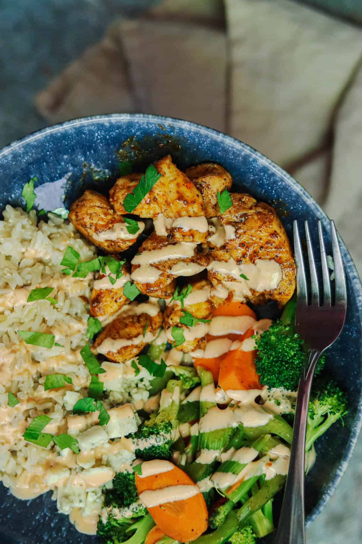 Buffalo Chicken Rice Bowls - The Copper Table